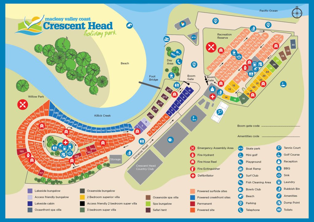 Park Map | Crescent Head Holiday Park | Macleay Valley Coast Holiday ...